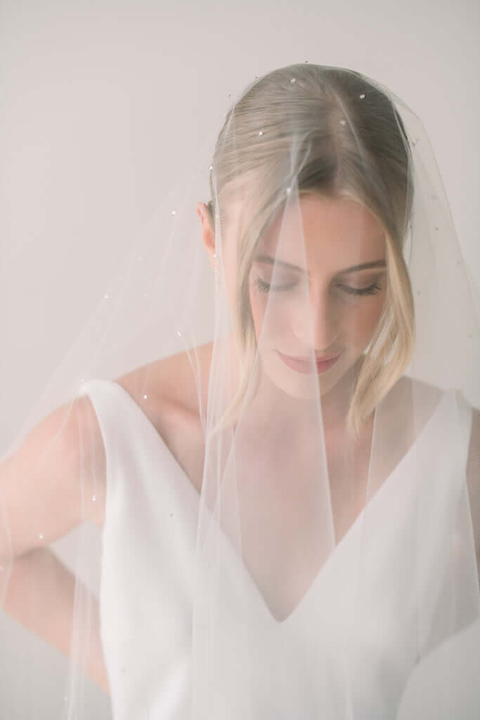 Drop veil - Bridal veil with comb gathered dew drops – Tessa Kim
