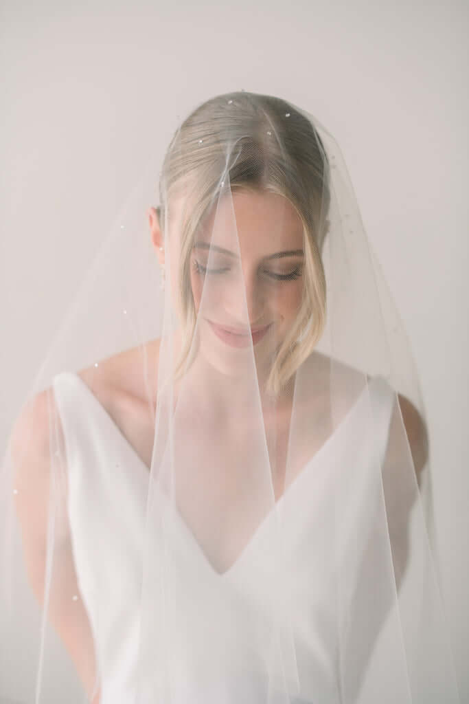 Drop veil - Bridal veil with comb gathered dew drops – Tessa Kim