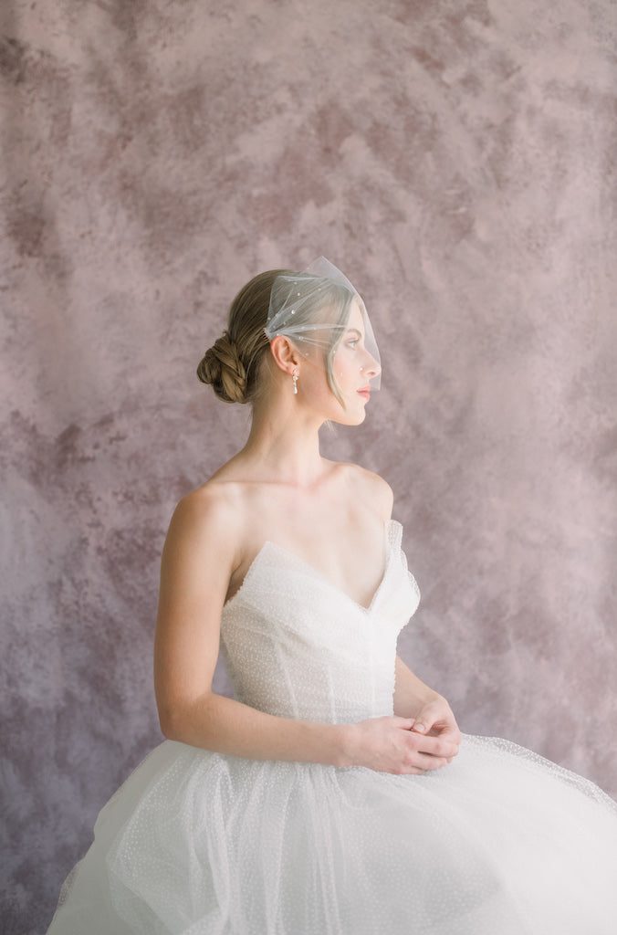 Birdcage veil - Tulle bandeau birdcage veil with dew drops – Tessa Kim