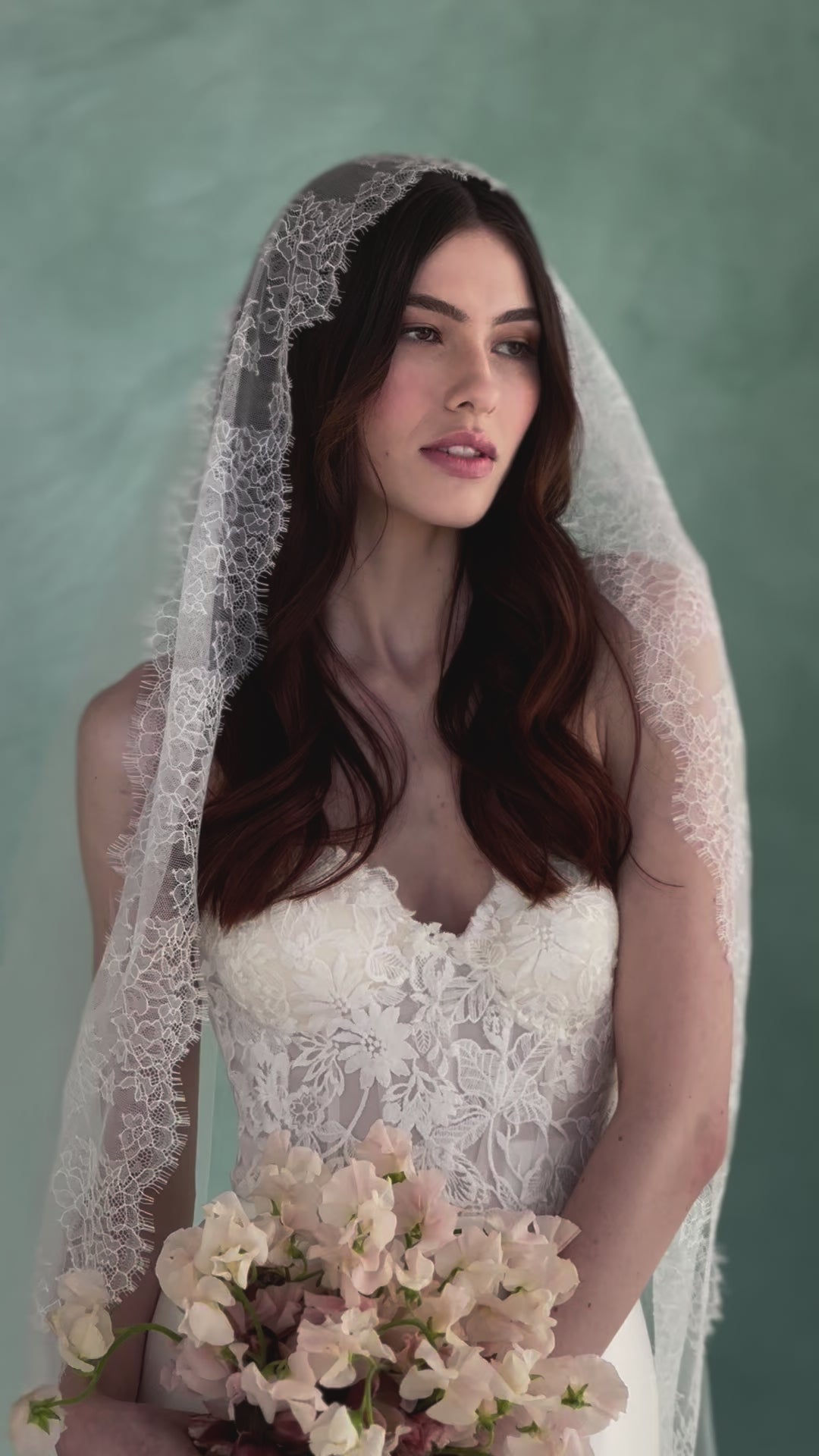 Mantilla veil - Lace mantilla wedding veil - Illusion tulle – Tessa Kim